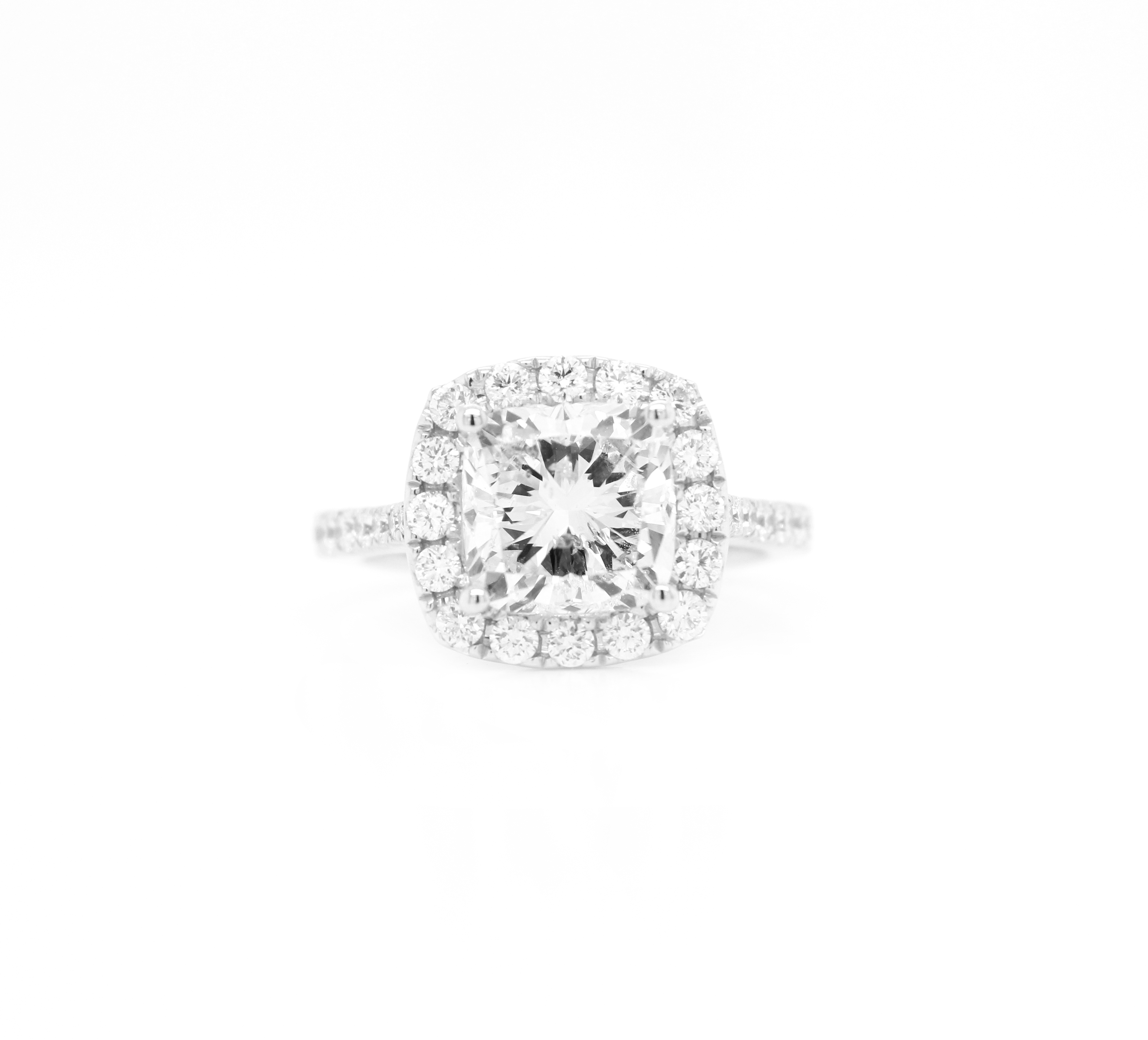 Cushion Cut Diamond Halo Engagement Ring – House Of Rajah Jewelers