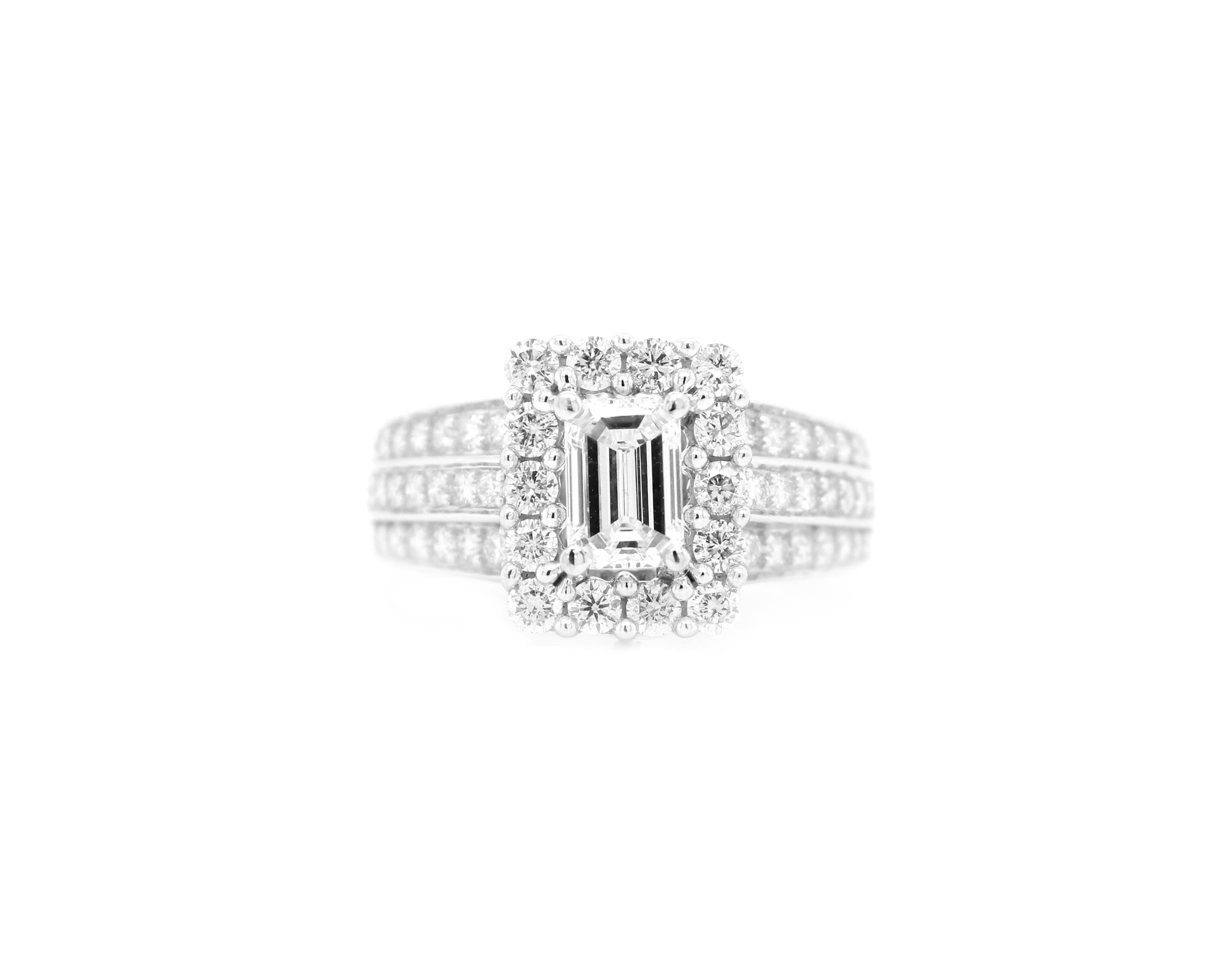 Emerald Cut Diamond Halo Engagement Ring – House Of Rajah Jewelers