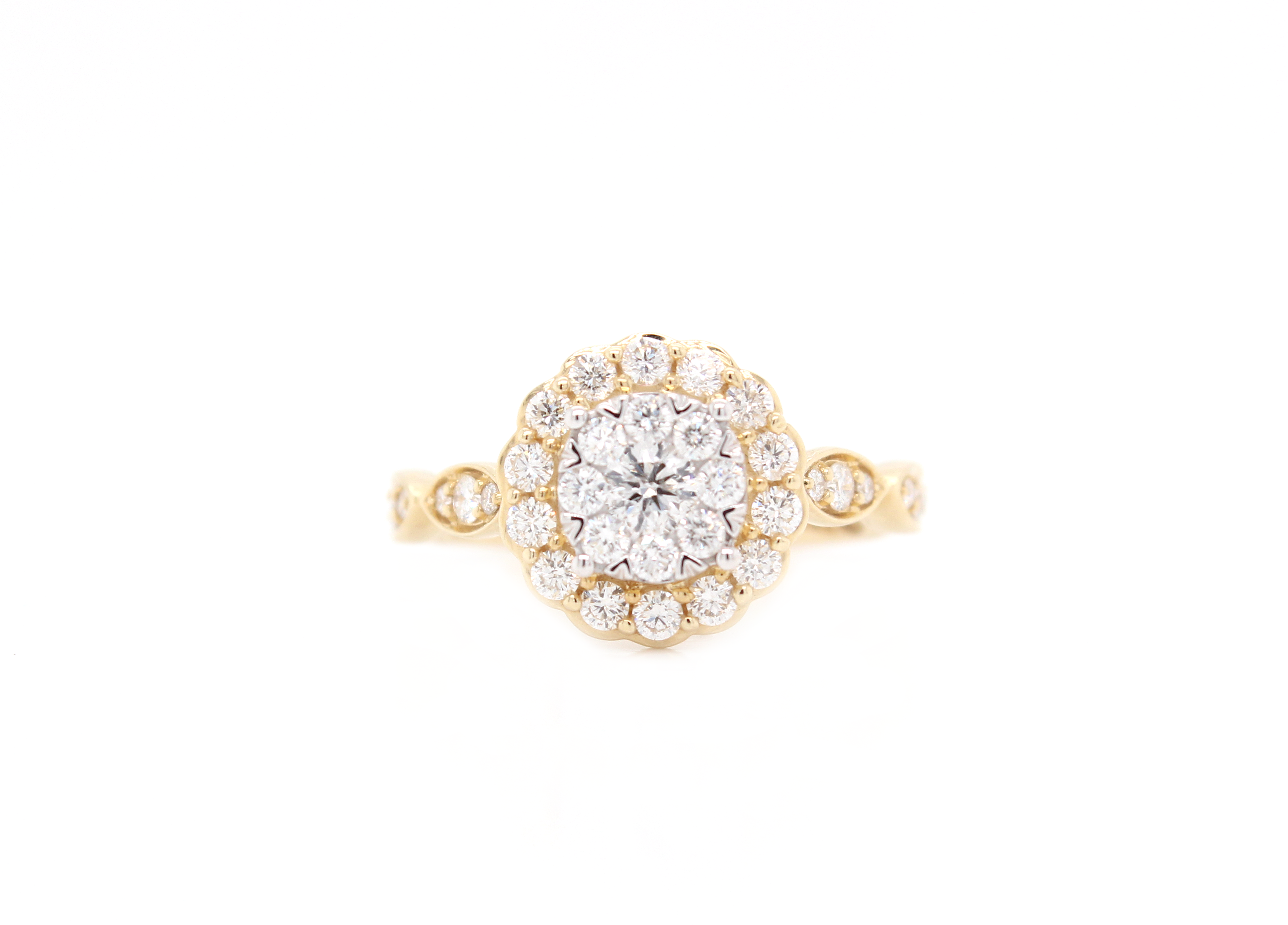 Round Diamond Cluster Illusion Halo Engagement Ring – House Of Rajah ...