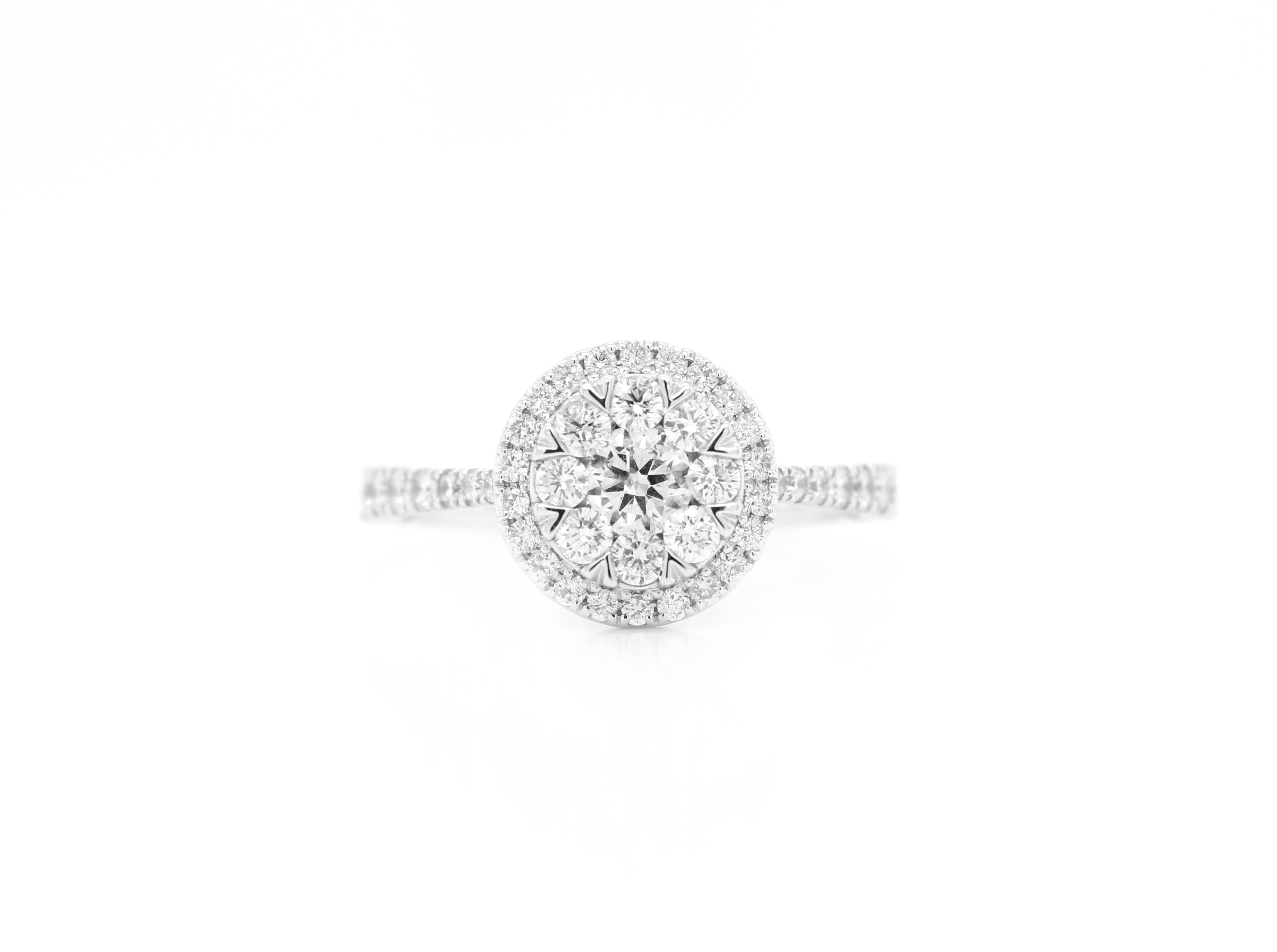 Round Diamond Cluster Illusion Halo Engagement Ring – House Of Rajah ...